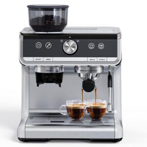 takywep espresso machine with grinder, 20 bar semi automatic espresso machine with milk frother steam wand, professional barista espresso maker with 2.8l water tank, perfect for home, office & cafe