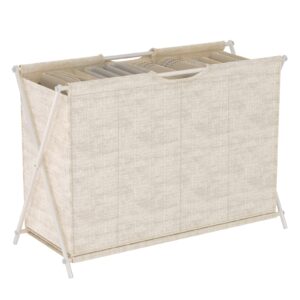 laundry sorter 3 section laundry basket laundry hamper clothes toys room organizer foldable metal frame storage organizer for bathroom nursery