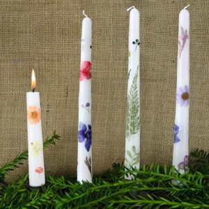 MTLEE 30 Pack Pressed Flower Candles Making Kit 6 Set Dried Pressed Flowers 12 White Taper Candles 10 White Tealight Candles with Tweezers Brush for DIY Candles Crafts Birthday Wedding Party Favors