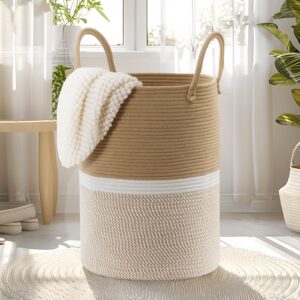 laundry storage basket large，tall rope baskets for storage，cute blanket basket，suitable for living room, bedroom, farmhouse，can be decorative and used to store toys