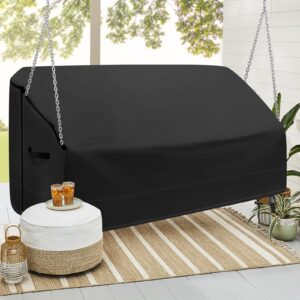 Swing Cover Hanging Porch Swing Cover Waterproof Outdoor Hammock Swing Cover Patio Wooden Yard Swing Chair Cover Replacement 56”Lx32”Wx25”H Black