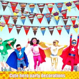 Breling 8 Pcs Hero Birthday Party Banner Hero Birthday Party Decorations Hero Paper Pennant Banner Garland Decor for Kids Boys Birthday Party Supplies Baby Shower Wall Decoration