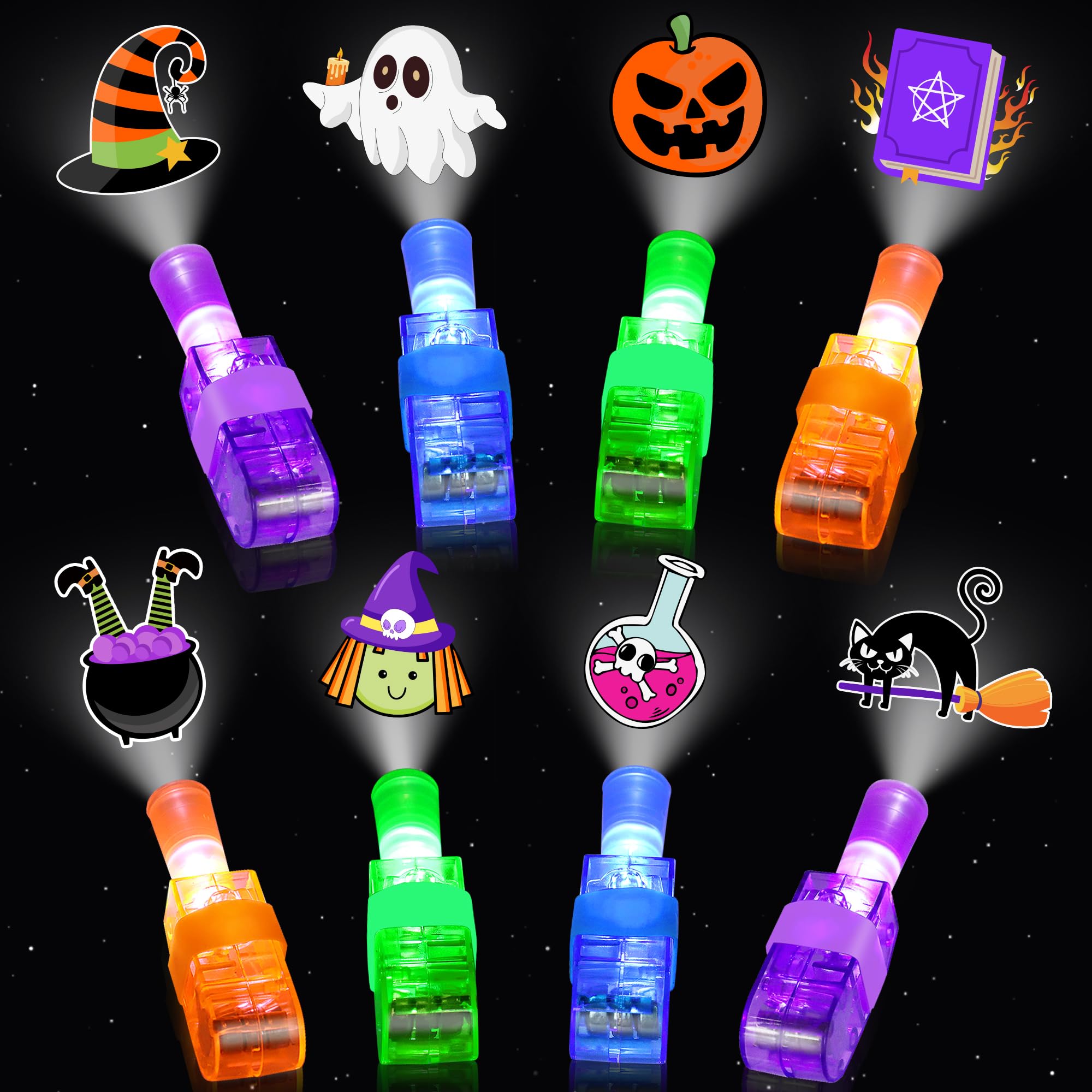 40 Finger Lights Halloween Party Favors for Kids, Light Up Halloween Trick or Treat Toys Bulk Goodie Bags Stuffers Fillers Non Candy Glow in the Dark Halloween Prizes Classroom Favors Party Supplies