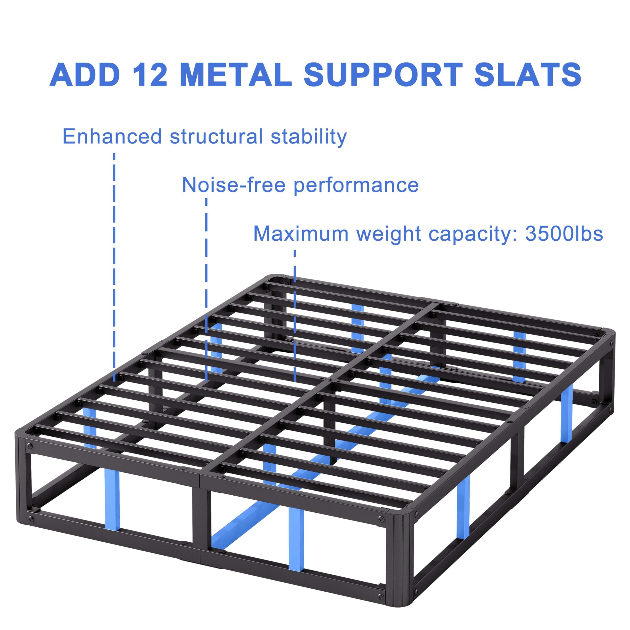 Hanidre 7 Inch High Metal California King Bed Frames, Heavy Duty Cal King Bed Frame No Box Spring Needed, Easy Assembly, Noise Free, Sturdy, Low Profile