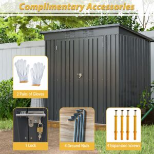 CHUNLY 6 x 4 ft Outdoor Storage Shed with 2 Double Hinged Door & Floor Base, All Weather Tool Shed Outdoor Storage Lockable Garden Shed Storage Room for Garden Patio Backyard Lawn Black