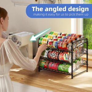 Simple Trending Can Rack Organizer, Stackable Can Storage Dispenser Holds up to 36 Cans for Kitchen Cabinet or Pantry, Black