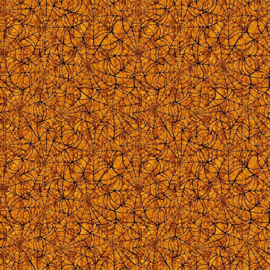 Generic QT Fabrics Creepsville by Morris Creative Group 30206 O Pumpkin Spiderweb Fabric, Mixed