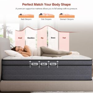 Ayeawo Firm California King Mattress, 12 Inch Cal King Hybrid Mattress with Gel Memory Foam and Pocketed Springs, Pressure Relief and Motion Isolation, Cali King Mattress in a Box, Upgraded Support