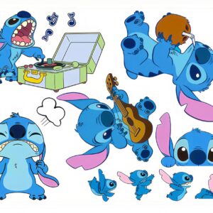 CRYTORON Lilo and Stitch Wall Stickers Disney Cartoon Wall Decals DIY Peel and Stick Vinyl Wall Decor for Kid Girls Boys Bedroom Living Room House Fun (Size: 16×24 inch)