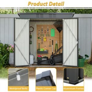 CHUNLY 6 x 4 ft Outdoor Storage Shed with 2 Double Hinged Door & Floor Base, All Weather Tool Shed Outdoor Storage Lockable Garden Shed Storage Room for Garden Patio Backyard Lawn Black