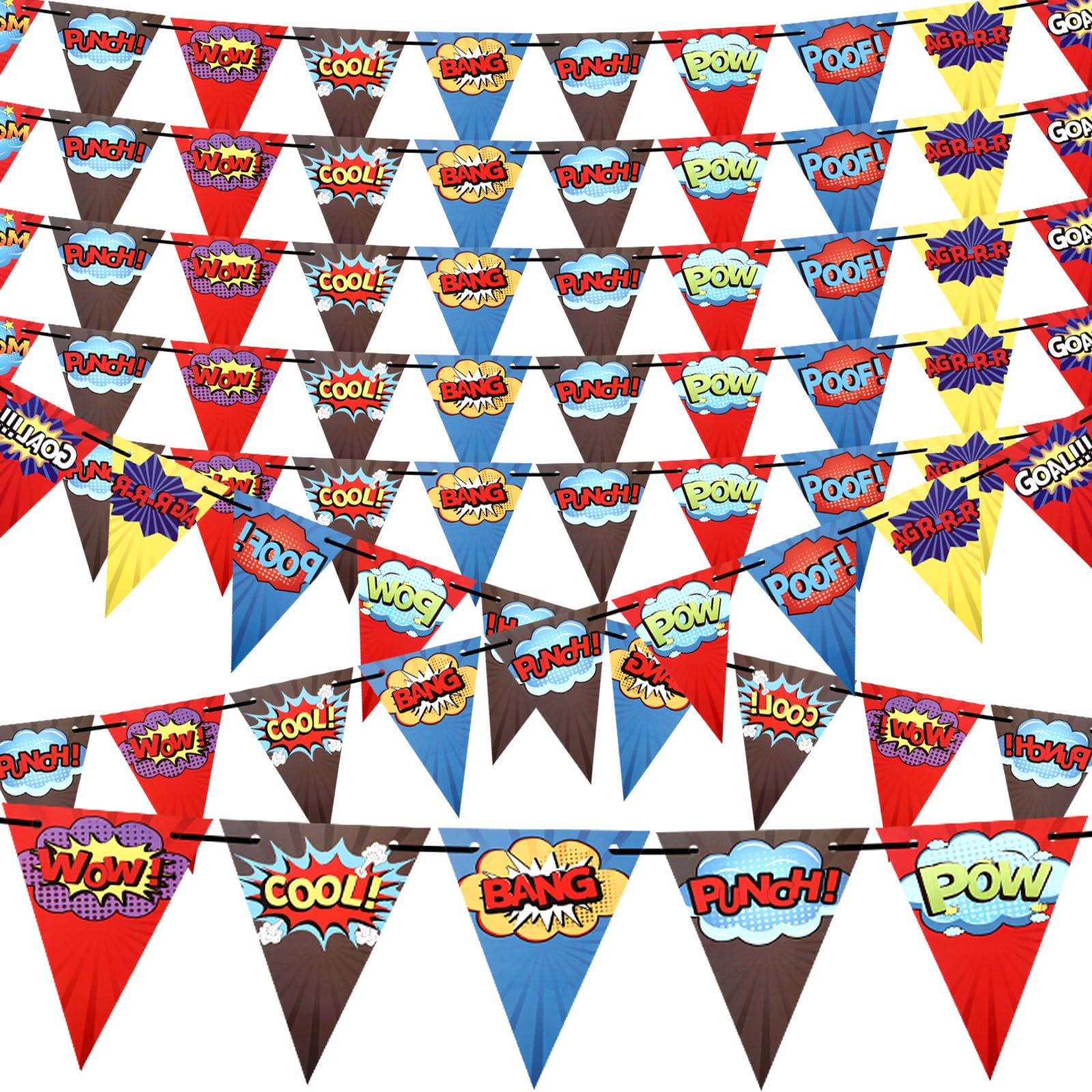 Breling 8 Pcs Hero Birthday Party Banner Hero Birthday Party Decorations Hero Paper Pennant Banner Garland Decor for Kids Boys Birthday Party Supplies Baby Shower Wall Decoration