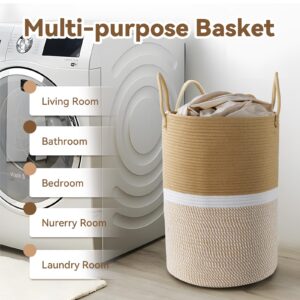 Laundry Storage Basket Large，Tall Rope Baskets for Storage，Cute Blanket Basket，Suitable for Living Room, Bedroom, Farmhouse，Can Be Decorative and Used to Store Toys