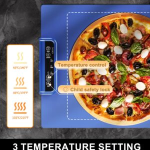 Electric Warming Tray, Warming Mat for Food Rollable & Portable, 3 Temperature Settings, 4H Timer, Safety Lock, Food Warmer for Buffet, Party Family Gatherings, Sabbath, Countertop