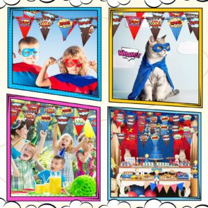 Breling 8 Pcs Hero Birthday Party Banner Hero Birthday Party Decorations Hero Paper Pennant Banner Garland Decor for Kids Boys Birthday Party Supplies Baby Shower Wall Decoration