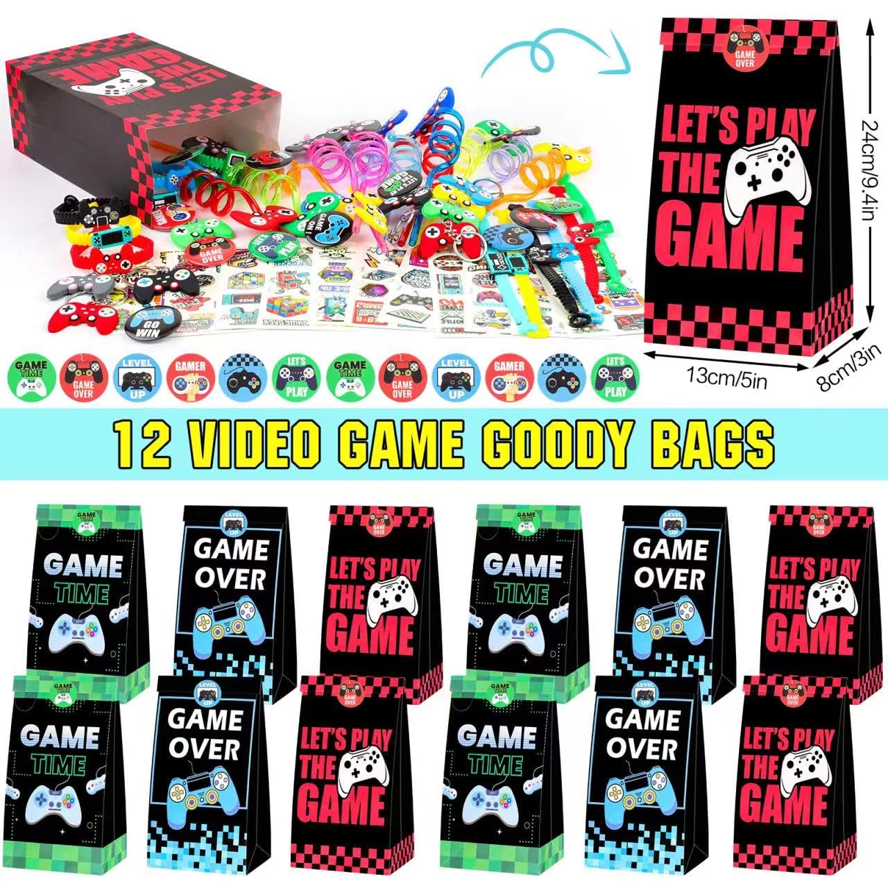 ANPHILE Video Game Party Favors for Kids, Video Game Birthday Party Supplies Gifts Pinata for Birthday Kids Age 3-5, 6-8, Video Game Party Favors Bags Treat Bags for Graduation, Birthday