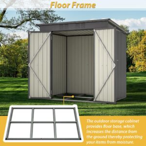 CHUNLY 6 x 4 ft Outdoor Storage Shed with 2 Double Hinged Door & Floor Base, All Weather Tool Shed Outdoor Storage Lockable Garden Shed Storage Room for Garden Patio Backyard Lawn Black