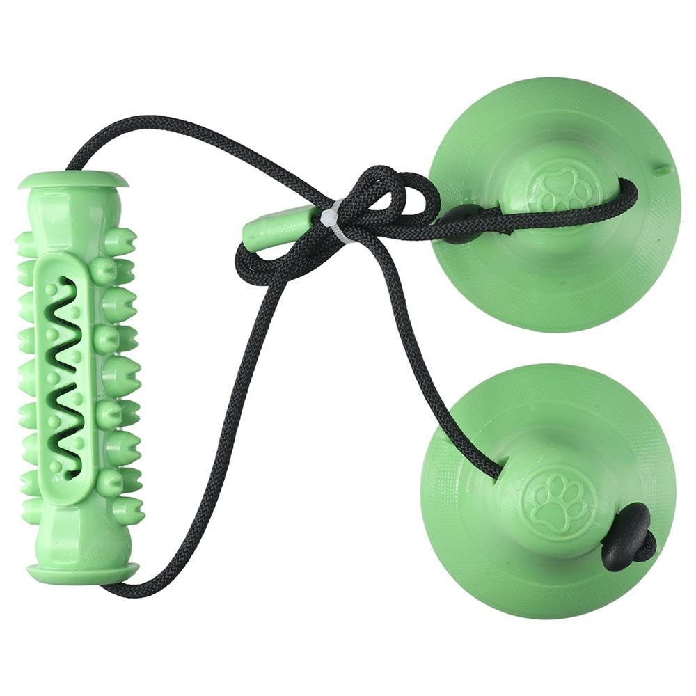 GetCoupon Dog Toys,Dog Chew Toy, with Double Suction Cup,Interactive Puzzle Toy for Aggressive Chewers, Dental Cleaning Dog Chew Toys(Green or Blue)(Green)