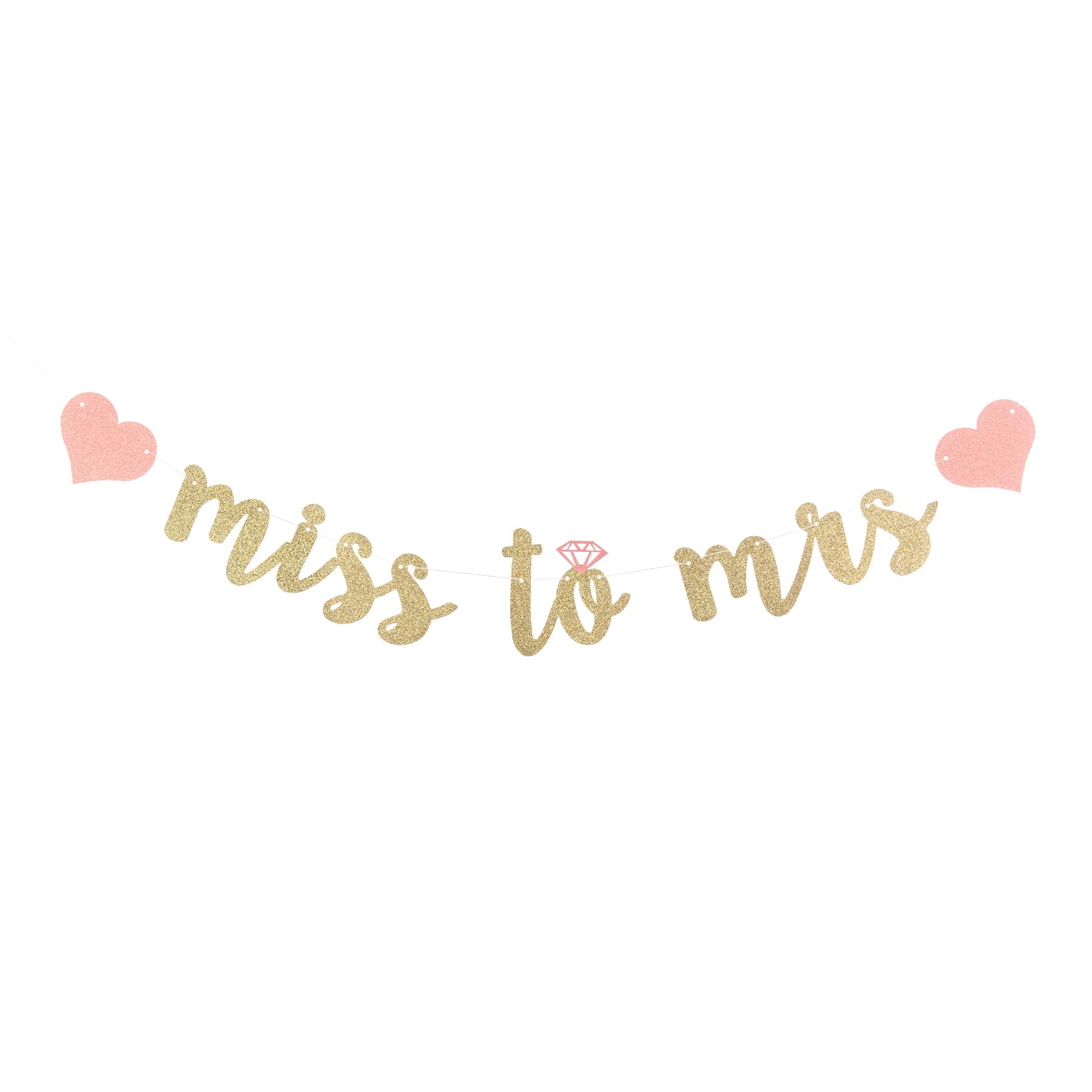 Miss to Mrs Banner for Wedding Decorations Bridal Shower Bachelorette Party Photo Props - Gold