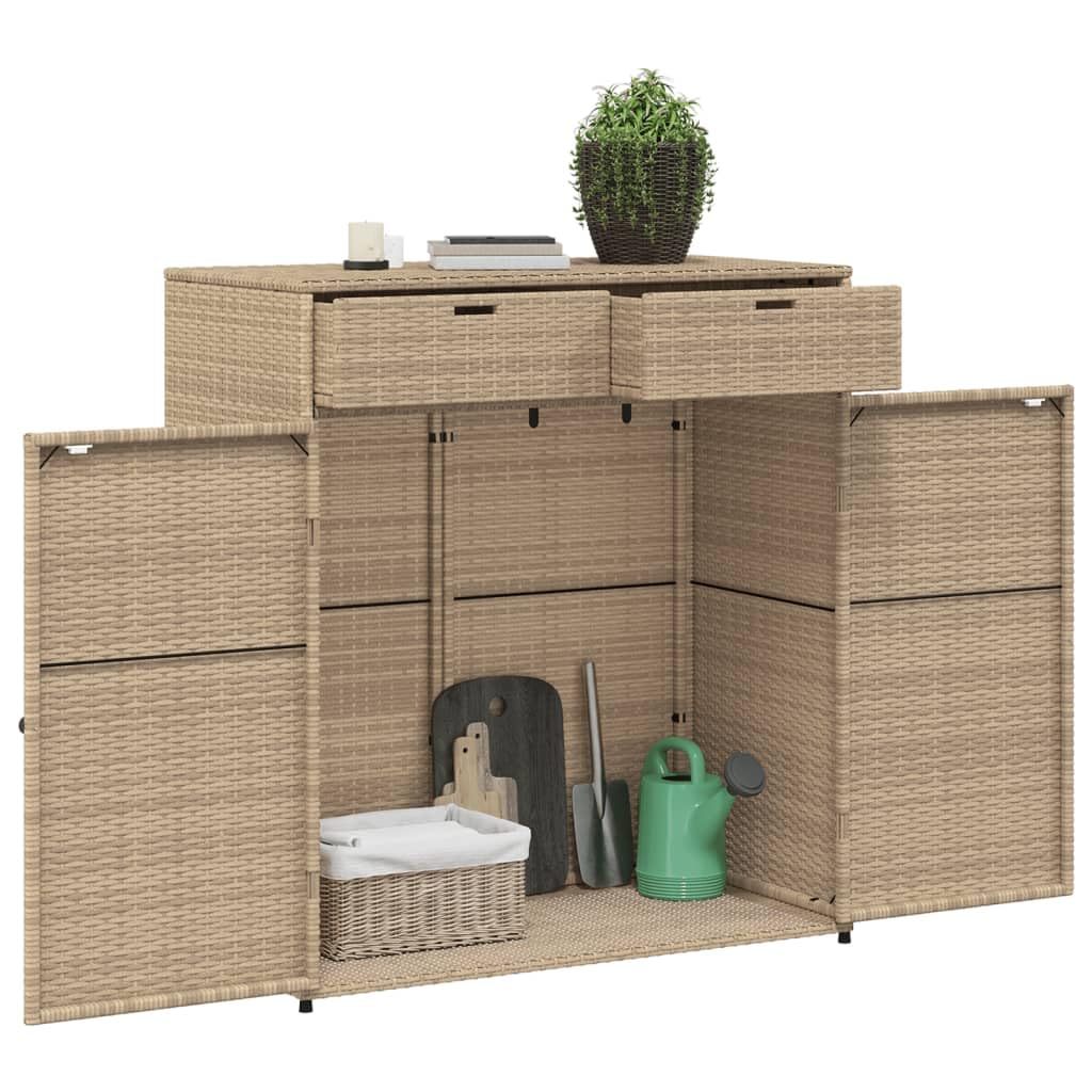 ULUYYUC Patio Storage Cabinet, Garden Box Toy Box Kitchen Cabinet Job Box Suitable for Kitchen Adults Apartments Patio Beige 41.3"x21.7"x44.5" Poly Rattan