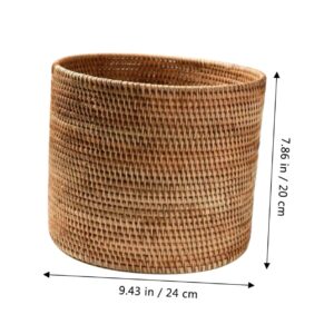 Rattan basket Garbage Can Woven Laundry Basket Wicker Waste Bin Collapsible Laundry Baskets Small Trash Can Pencil Pot Rubbish Bin Baby Basket Rattan Vase Roll Stand Autumn Vines Office Desktop ( Colo