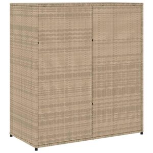 ULUYYUC Patio Storage Cabinet, Garden Box Toy Box Kitchen Cabinet Job Box Suitable for Kitchen Adults Apartments Patio Beige 41.3"x21.7"x44.5" Poly Rattan