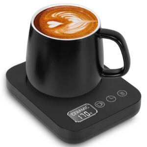 smart coffee mug warmer - 30w coffee cup warmer for desk with temp display & 2-12h timer, auto shut off & gravity sensor coffee cup warmer with 3 temp settings for coffee beverage milk tea (no cup)