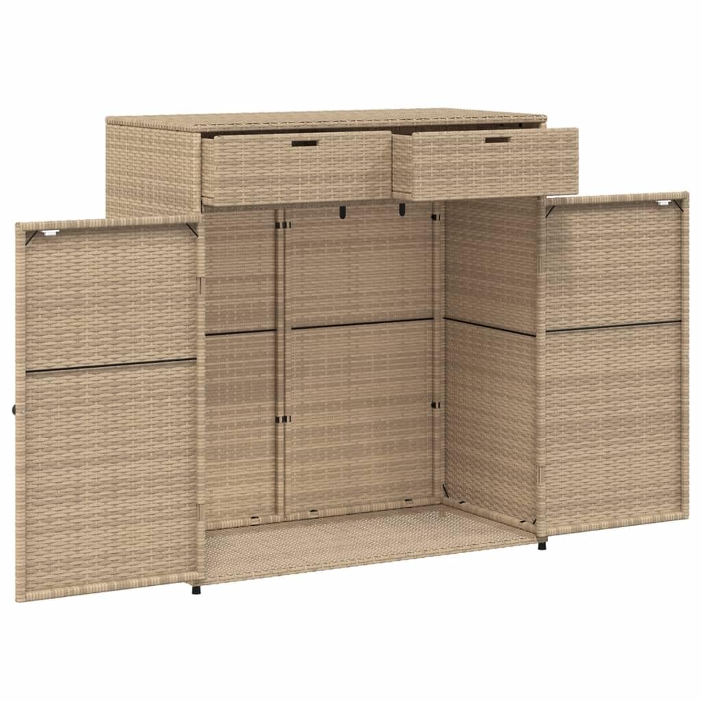 ULUYYUC Patio Storage Cabinet, Garden Box Toy Box Kitchen Cabinet Job Box Suitable for Kitchen Adults Apartments Patio Beige 41.3"x21.7"x44.5" Poly Rattan