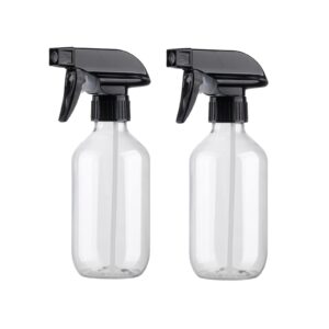 kremorv plastic spray bottles clear and brown refillable container empty spray bottle 10oz/300ml adjustable head sprayer and stream for cleaning products, plants, pet, hair