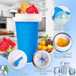 Slushie Maker Cup,Frozen Magic Squeeze Cup Slush Cup DIY Slushy Cup Smoothies Double Layers, Homemade Slushies Machine w/Straw and Spoon, Ice Cream Maker Cool Stuff Gifts for Friends & family