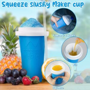 Slushie Maker Cup,Frozen Magic Squeeze Cup Slush Cup DIY Slushy Cup Smoothies Double Layers, Homemade Slushies Machine w/Straw and Spoon, Ice Cream Maker Cool Stuff Gifts for Friends & family