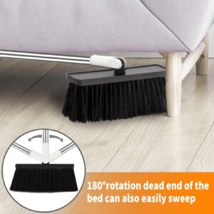 Upgrade Large Broom and Dustpan, Broom and Dustpan Set, Heavy Duty Dust Pan with 55" Long Handle Upright Dustpan Broom Set, Broom for Indoor Outdoor Garage Kitchen Room Office Lobby Use (Black)