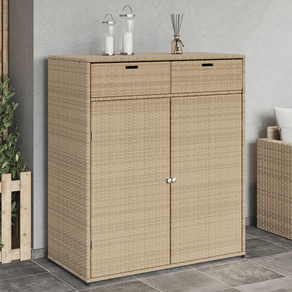 ULUYYUC Patio Storage Cabinet, Garden Box Toy Box Kitchen Cabinet Job Box Suitable for Kitchen Adults Apartments Patio Beige 41.3"x21.7"x44.5" Poly Rattan