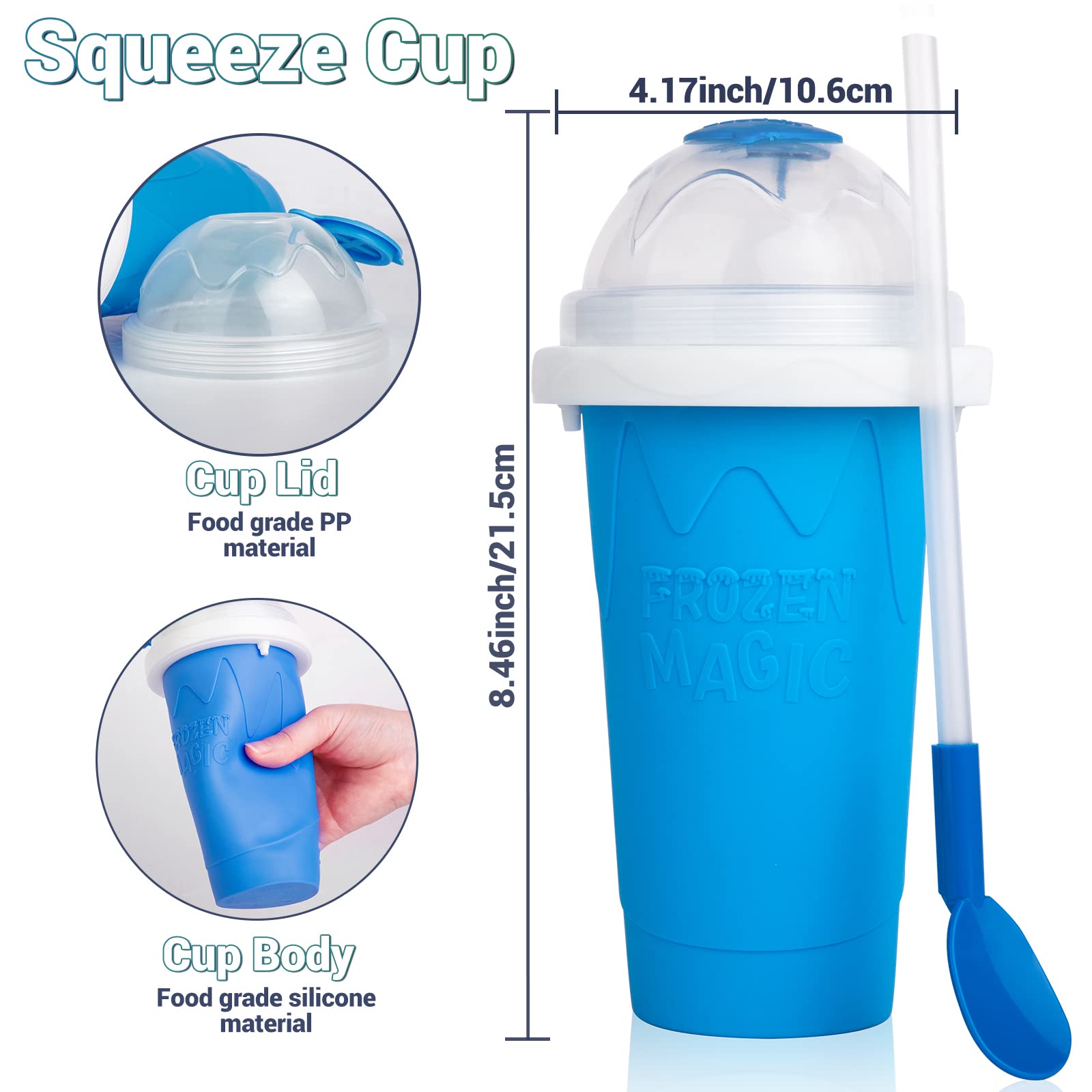 Slushie Maker Cup,Frozen Magic Squeeze Cup Slush Cup DIY Slushy Cup Smoothies Double Layers, Homemade Slushies Machine w/Straw and Spoon, Ice Cream Maker Cool Stuff Gifts for Friends & family