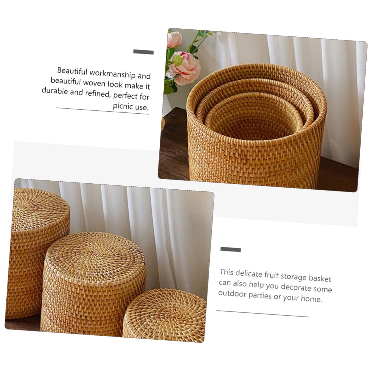 Rattan basket Garbage Can Woven Laundry Basket Wicker Waste Bin Collapsible Laundry Baskets Small Trash Can Pencil Pot Rubbish Bin Baby Basket Rattan Vase Roll Stand Autumn Vines Office Desktop ( Colo