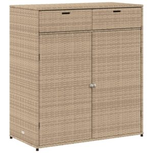 ULUYYUC Patio Storage Cabinet, Garden Box Toy Box Kitchen Cabinet Job Box Suitable for Kitchen Adults Apartments Patio Beige 41.3"x21.7"x44.5" Poly Rattan