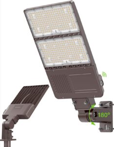 openlux 480v 320w led parking lot light with photocell 48000lm 5000k led shoebox light pole flood fixture ip65 commercial area lighting arm & slip fitter in 1 mount, ac277~480v