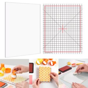 briartw 4.75x6 grip mat with printed guides,multi-use non-slip sticky mats fit in mini-size stamp positioning tool,photopolymer mat for centering & aligning tape-free stenciling ink blending