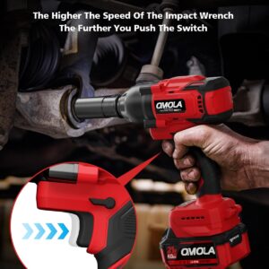 OMOLA Cordless Impact Wrench,1/2 impact gun，700 Ft-lb（950NM） High Torque 3200 RPM,with a 15C 21V 4.0Ah Li-Ion Battery, Fast Charger,Brushless motor，4 Sockets,Electric Impact Wrench for Car Truck RV