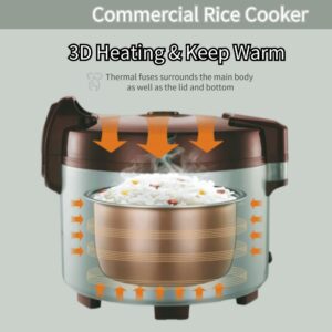 15.8QT Large Commercial rice cooker 90 cups cooked / 50 cups uncooked rice Commercial Electiric Rice Warmer for 45-50 people, with One-Touch Operation