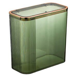 transparent trash can, 12.2x6.1x11.8 inch green garbage can, bathroom trash cans with lids, plastic slim waste basket, space-saving trash can