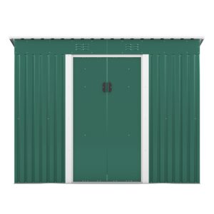 Generic 4.2 x 9.1 Ft Outdoor Storage Shed, Metal Tool Shed with Lockable Doors Vents, Utility Garden Shed for Patio Lawn Backyard (Green)