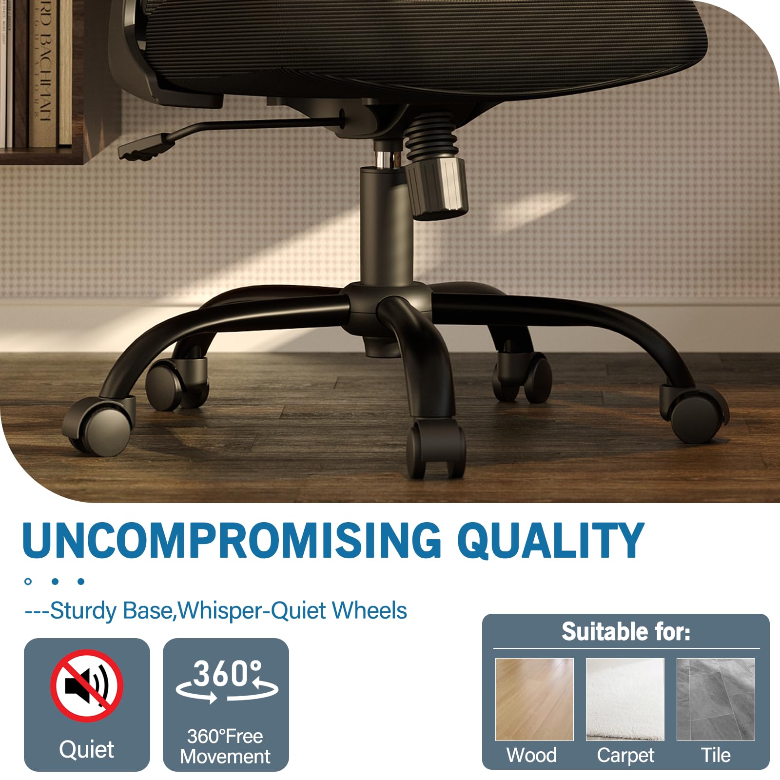 Monomi Ergonomic Office Chair, Home Office Task Chair-Breathable Mesh, Lumbar Support,Flip-up Armrests,Tilt Function and Adjustable Height Back, Swivel Computer Home Office Desk Chair