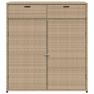 ULUYYUC Patio Storage Cabinet, Garden Box Toy Box Kitchen Cabinet Job Box Suitable for Kitchen Adults Apartments Patio Beige 41.3"x21.7"x44.5" Poly Rattan