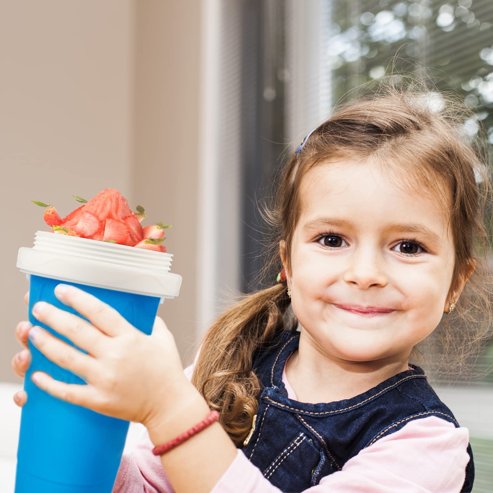 Slushie Maker Cup,Frozen Magic Squeeze Cup Slush Cup DIY Slushy Cup Smoothies Double Layers, Homemade Slushies Machine w/Straw and Spoon, Ice Cream Maker Cool Stuff Gifts for Friends & family