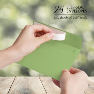 24 Pack Gold Foil Greenery Thank You Cards with Self-adhesive Envelopes, 4"x6" Boxed Watercolor Thank You Note Cards for Bridal Shower, Wedding or Baby Shower, 24 Unique Designs