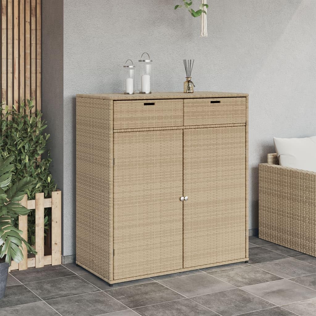 ULUYYUC Patio Storage Cabinet, Garden Box Toy Box Kitchen Cabinet Job Box Suitable for Kitchen Adults Apartments Patio Beige 41.3"x21.7"x44.5" Poly Rattan