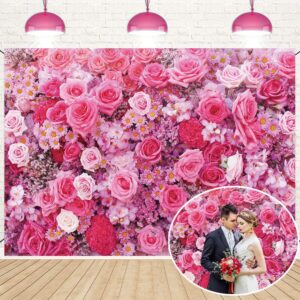 pink flower wall backdrop rose floral photography background for girls bridal shower wedding party banner decorations women birthday party supplies photo props (7x5ft)