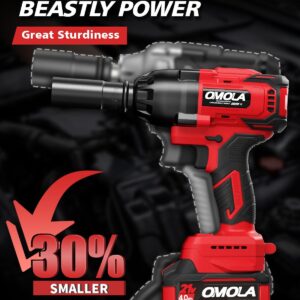 OMOLA Cordless Impact Wrench,1/2 impact gun，700 Ft-lb（950NM） High Torque 3200 RPM,with a 15C 21V 4.0Ah Li-Ion Battery, Fast Charger,Brushless motor，4 Sockets,Electric Impact Wrench for Car Truck RV