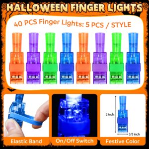 40 Light Up Halloween Toys, Finger Lights Halloween Party Favors Bulk for Kids Halloween Goodie Bag Fillers Basket Stuffers Halloween Treats Non Candy Party Favor Bags Classroom Prizes Party Supplies