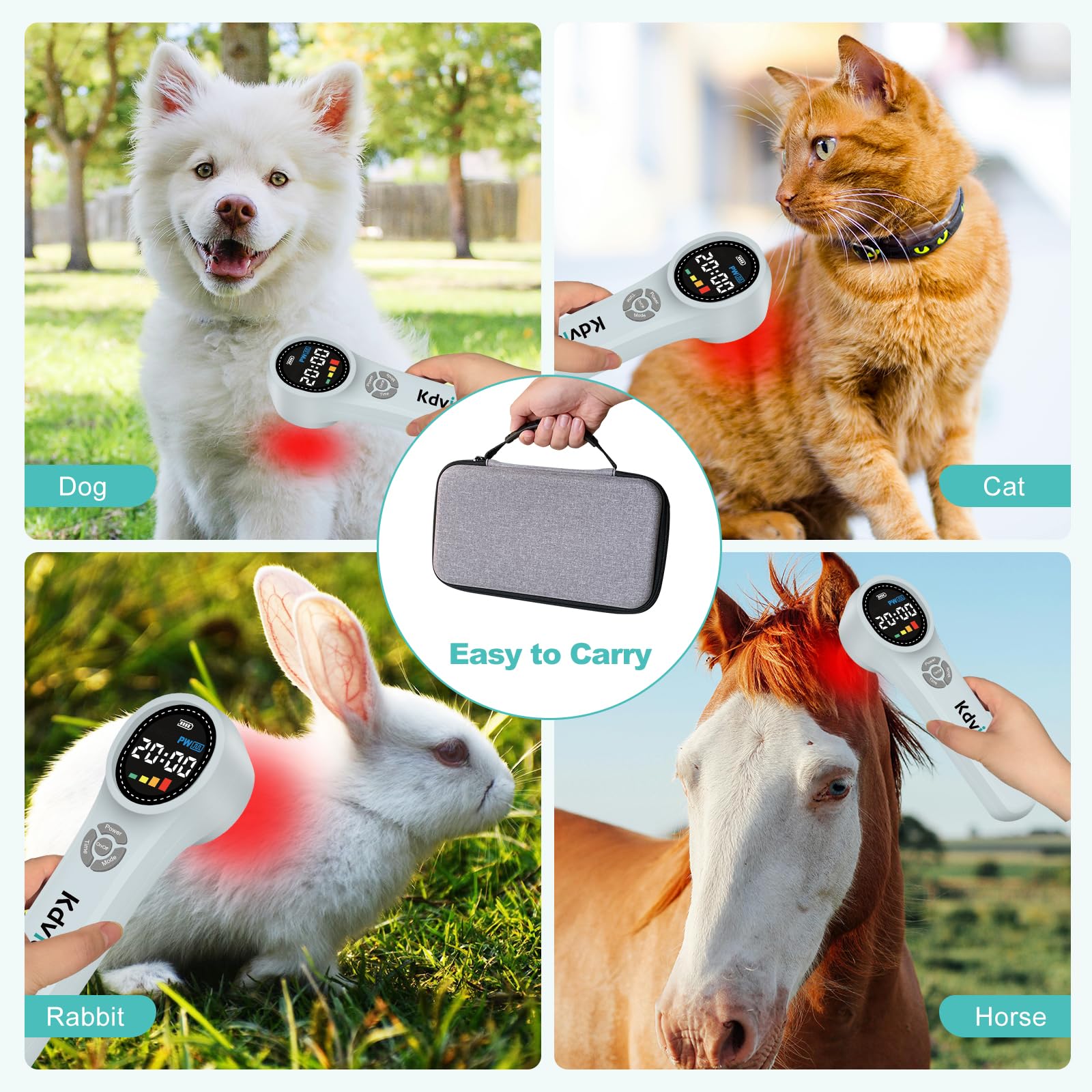 Kdvioo Cold Laser Therapy Device for Dogs,4x980nm+16x660nm+4x810nm Low Level Laser Therapy,Handheld Laser Therapy Device,Pet Laser Therapy for Dogs Cats Muscle & Joint Pain Relief,Reduce Inflammation